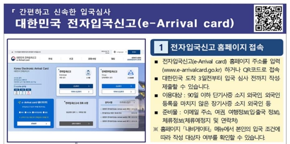 Gov't launches electronic arrival card system for incoming foreigners | Yonhap News Agency