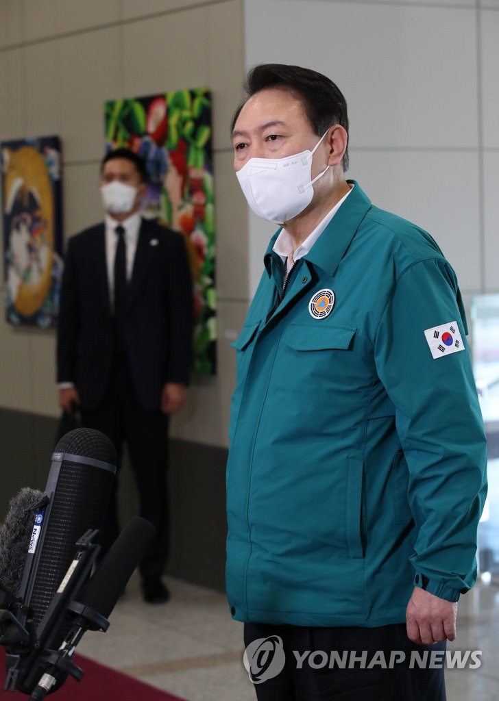 Yoon Meets Press Upon Arriving For Work Yonhap News Agency